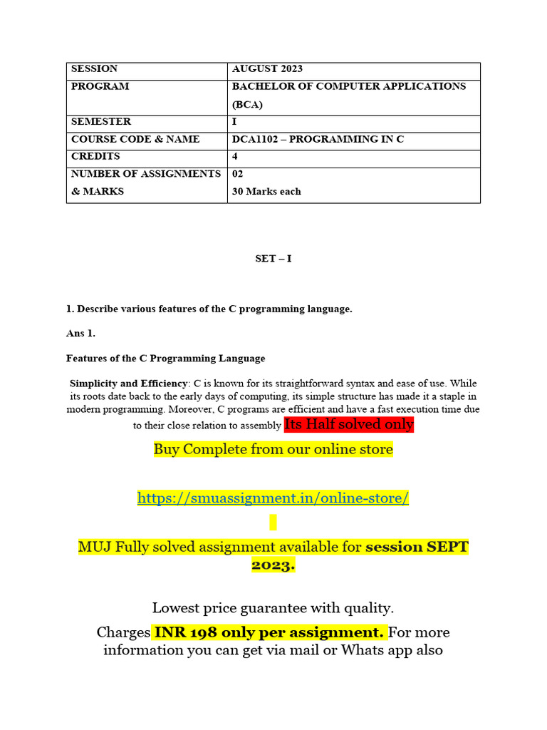 Dca1102 Programming in C | PDF | Variable (Computer Science) | Control Flow