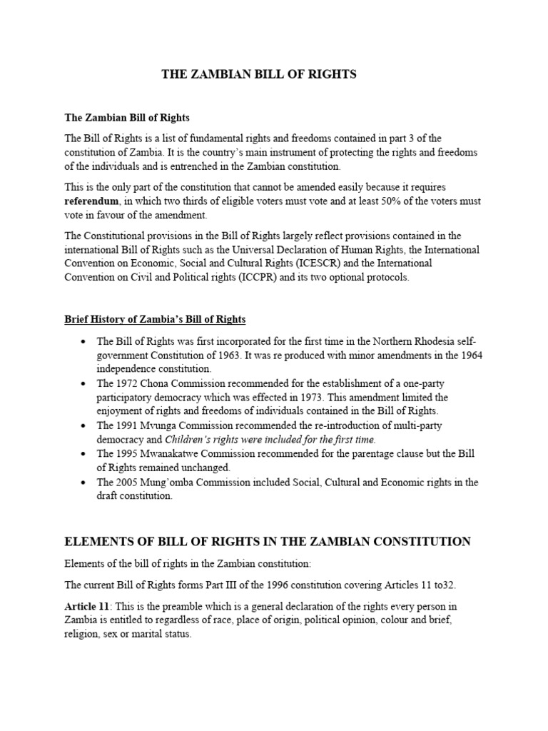 Enforcing Zambia's Bill of Rights | PDF | Human Rights | United States ...