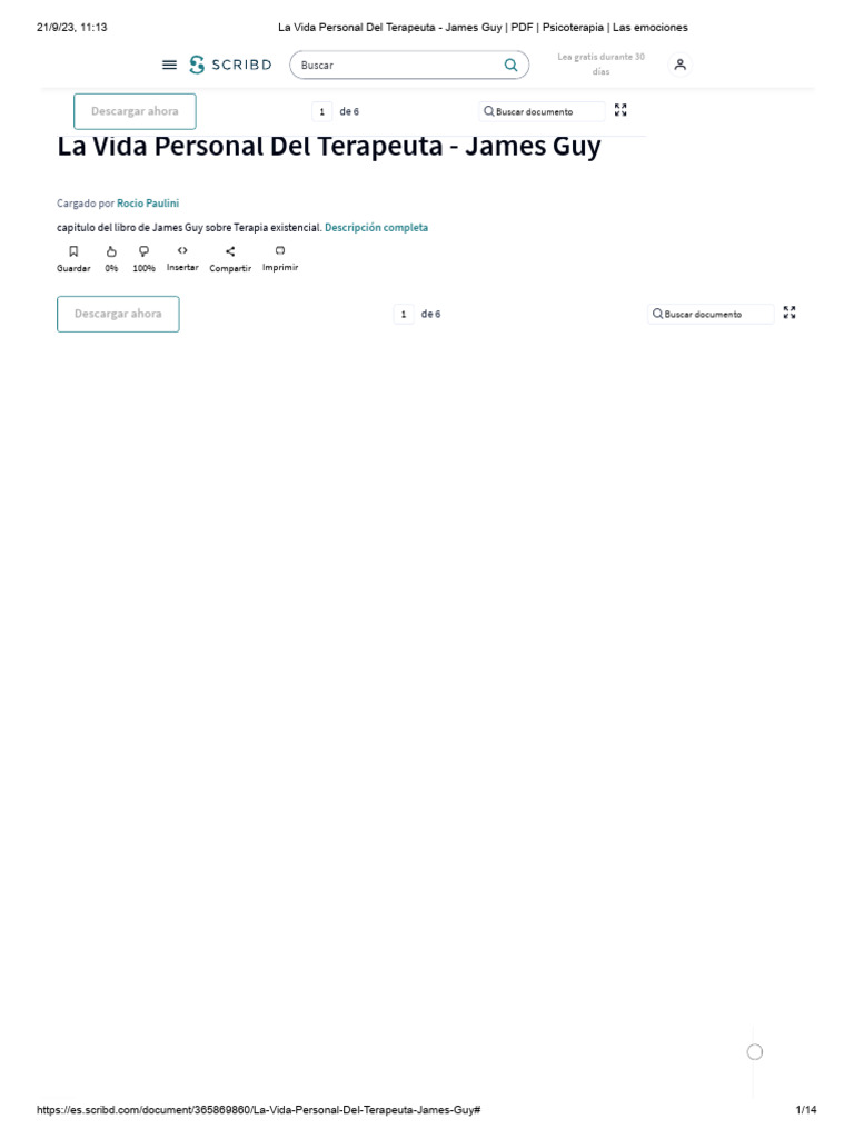 La Vida Personal Del Terapeuta - James Guy - PDF - Psicoterapia - Las ...