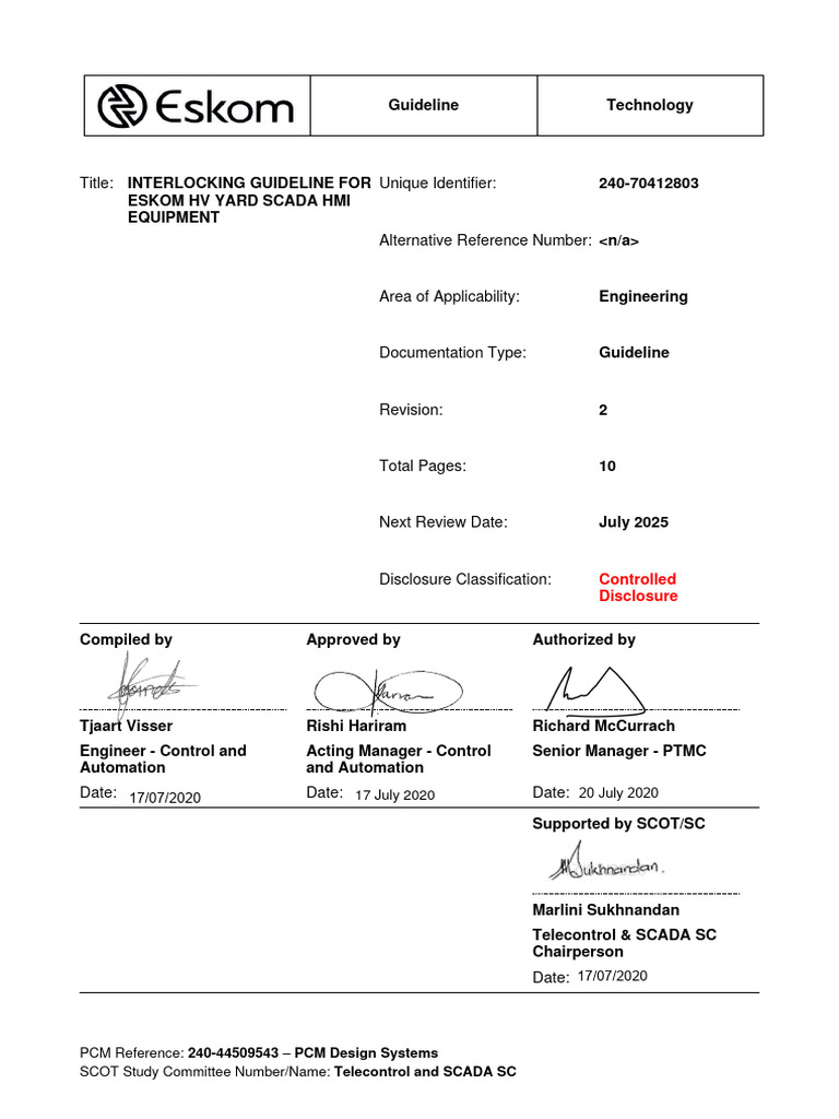 240-70412803 Interlocking Guideline For Eskom HV Yard SCADA HMI ...