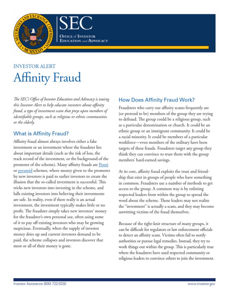 Ia Affinityfraud | PDF | Property Crimes | Corporate Law