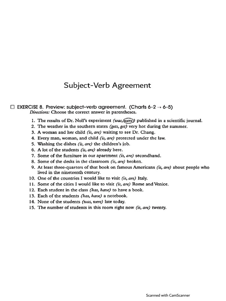 Subject Verb Agreement | PDF