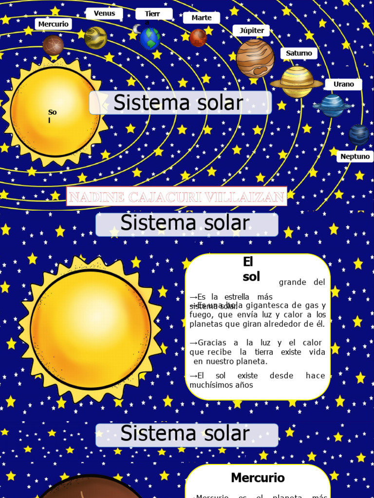 Planetas y Sol del Sistema Solar | PDF | Sistema solar | Satélite natural