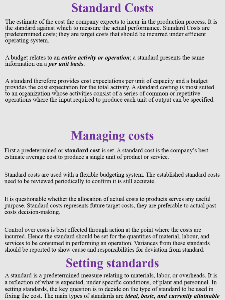 Standard Costing and Variance Analysis | PDF | Labour Economics | Cost