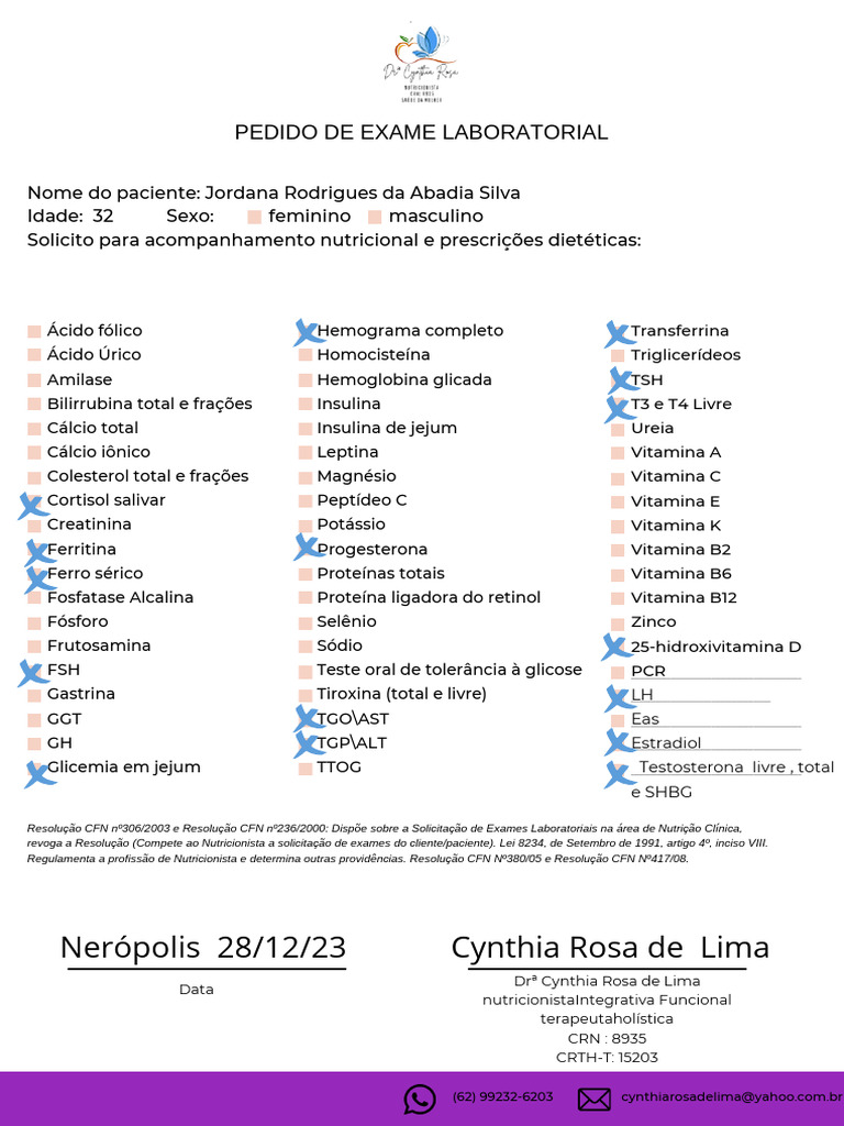 Cópia de Pedido de Exames 2 - 20231228 - 152732 - 0000 | PDF | Bioquímica | Química