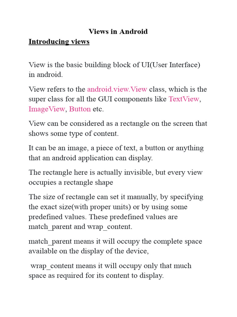 Views in Android | PDF | Graphical User Interfaces | Android (Operating System)
