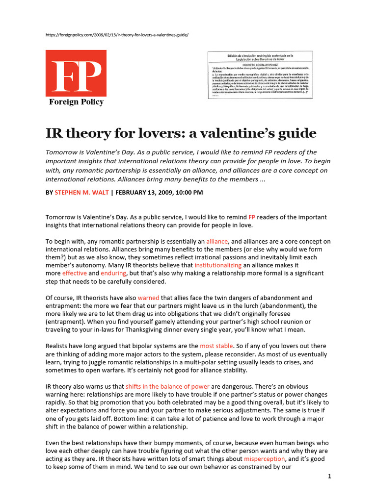 IR Insights for Romantic Relationships | PDF