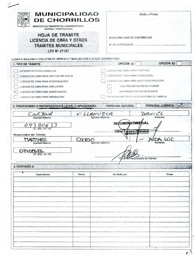Eje Form Hoja Tramite Licencia Obras | PDF