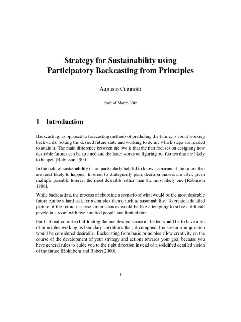 Participatory Backcasting From Principles | PDF | Science | Scenario Planning