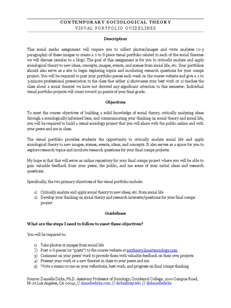 SOC205 Visual Portfolio Guidelines | PDF | Social Theory | Sociology