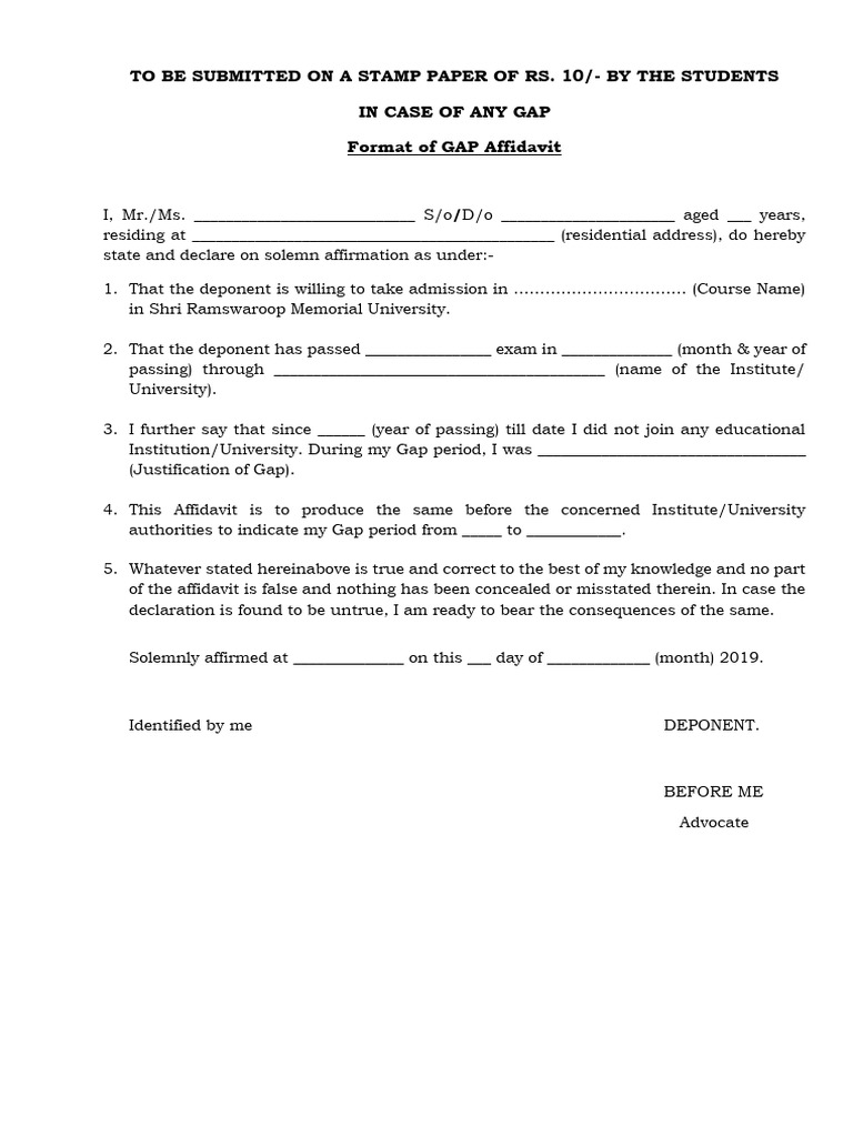 Updated Affidavit Format GAP-NIOS | PDF