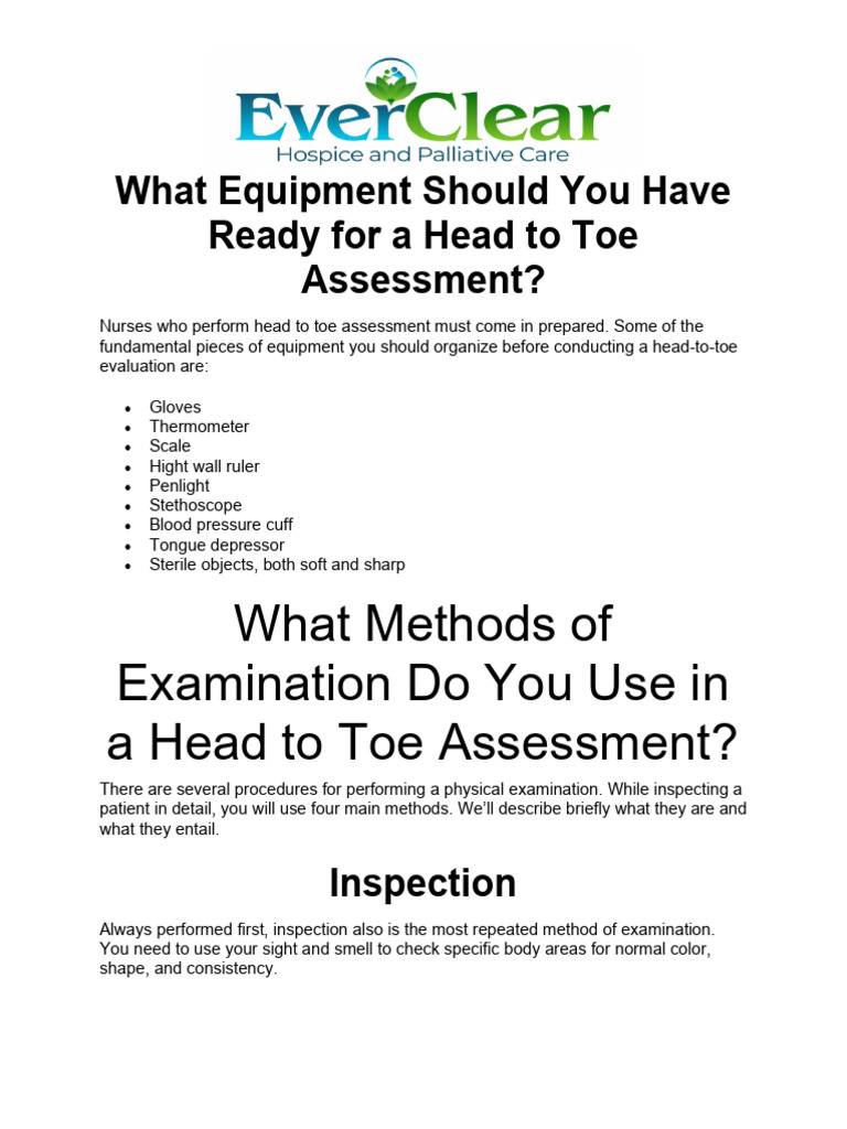 Essential Equipment for Head-to-Toe Assessment | PDF | Thorax ...