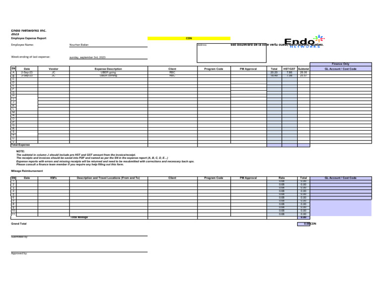Endo Emp Expense Template 2023 (2) - Nourhan Balian | PDF | Payments ...