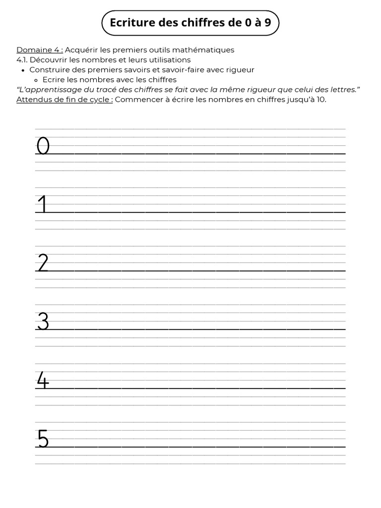 Écriture des chiffres de 0 à 9 | PDF | Méthodes et références ...