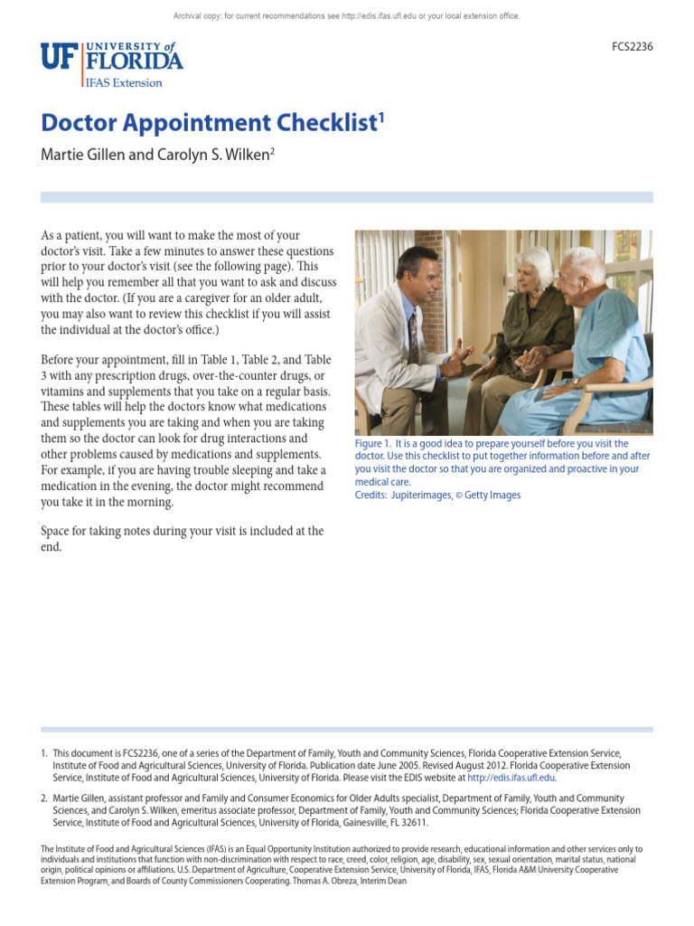 Doctor Appointment Preparation Checklist | PDF | Dietary Supplements ...