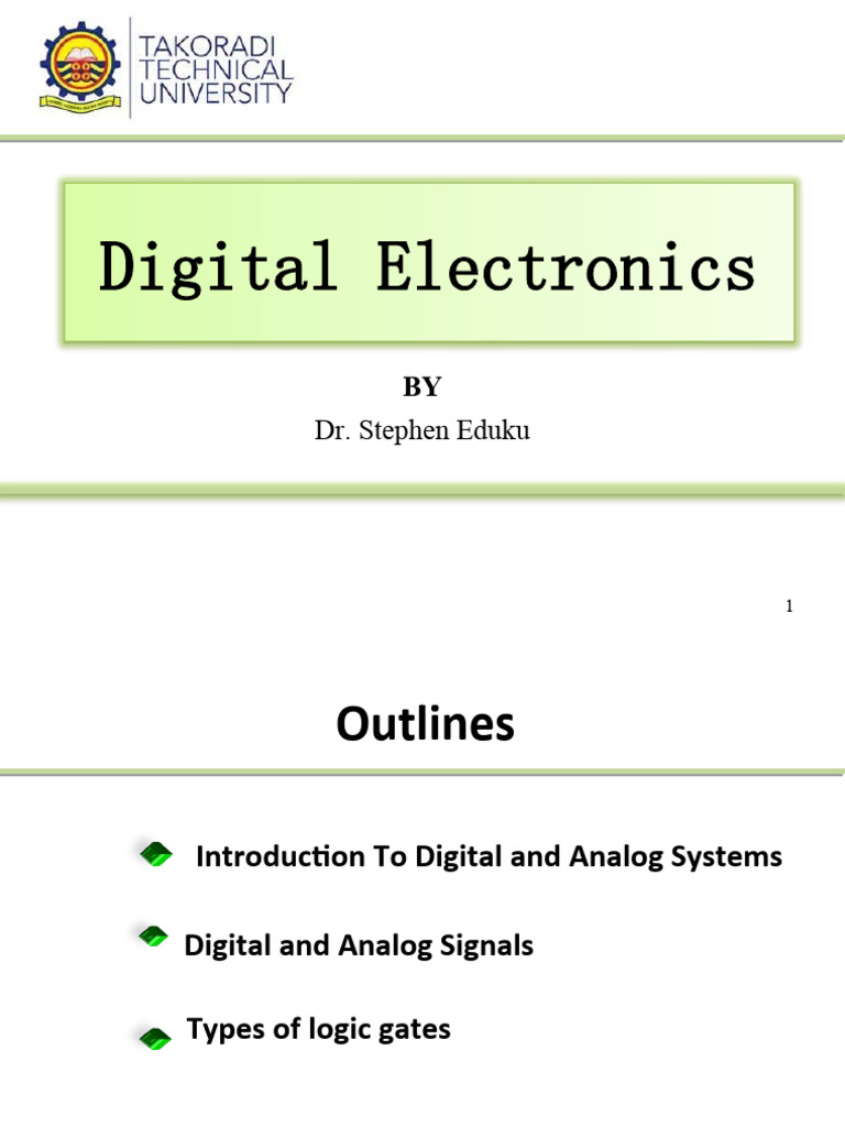 Steve's DE PPT 1 | PDF | Digital Electronics | Analogue Electronics