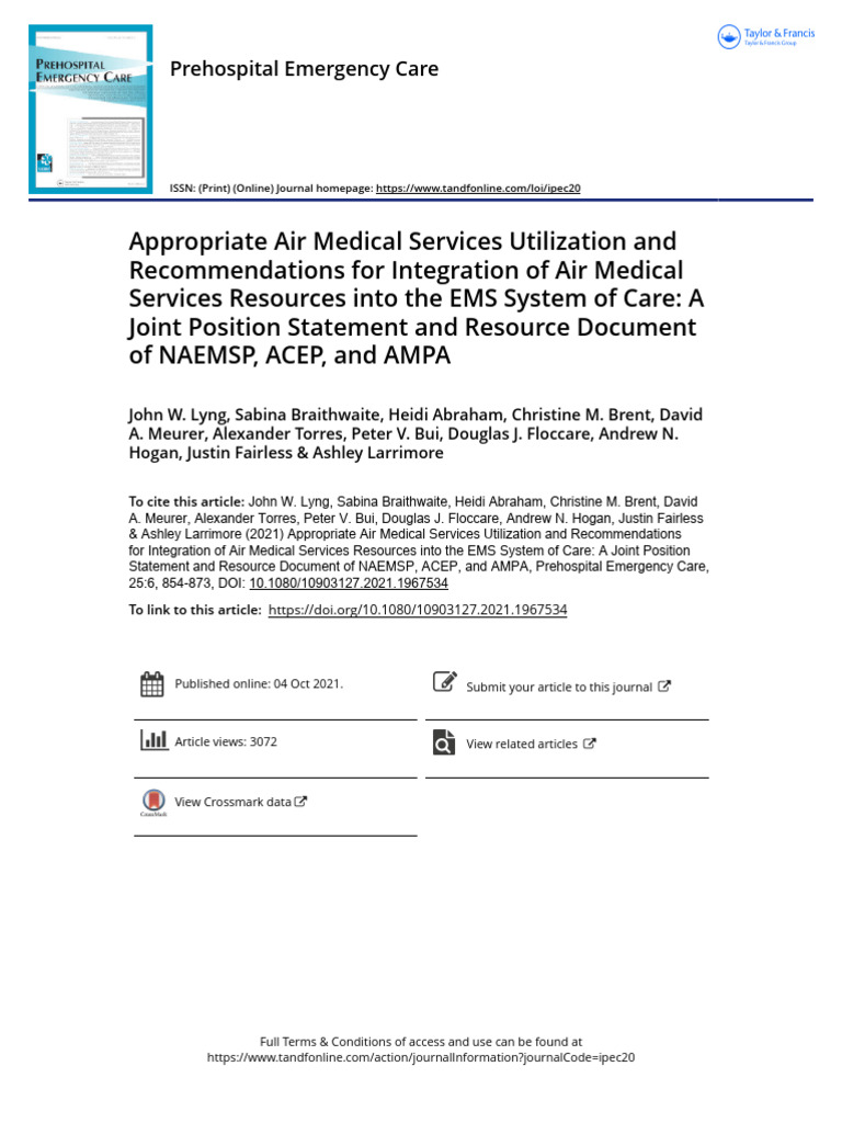 Appropriate Air Medical Services Utilization | PDF | Emergency Medical ...