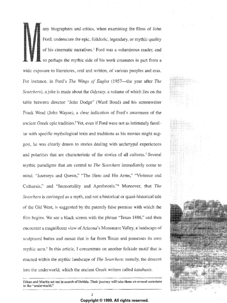 Descent Into Hell Mythic Paradigms In The Searchers Pdf 