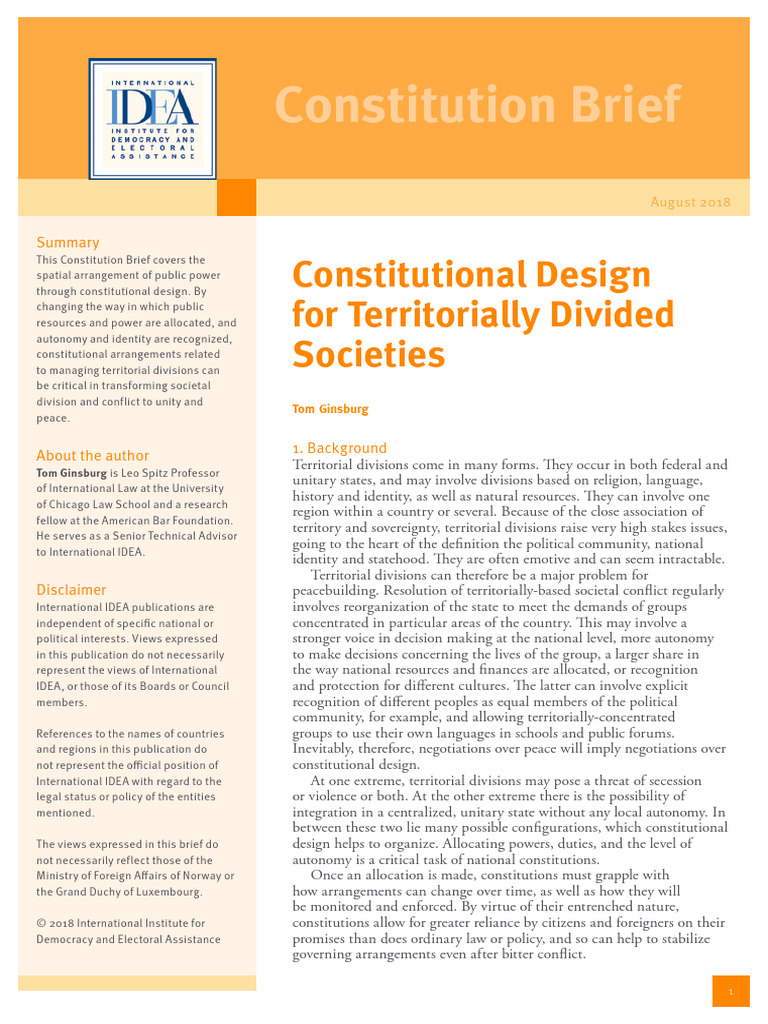 Constitutional Design for Peacebuilding | PDF | Federalism | U.S. State