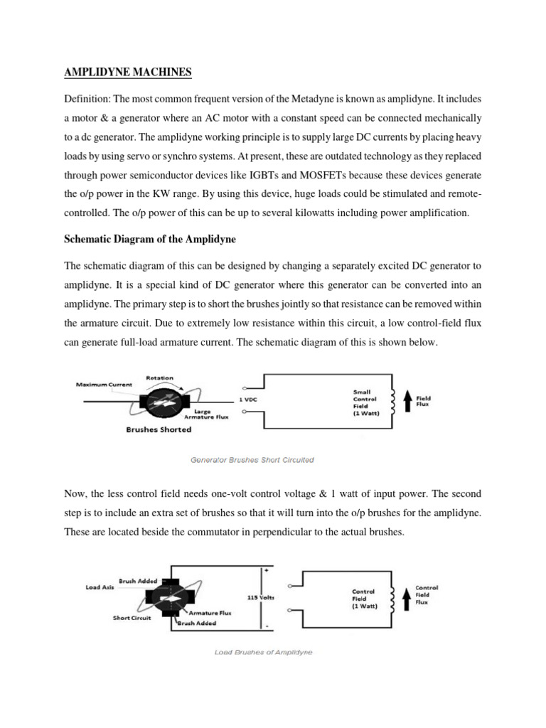 Amplidyne Homopolar and Servo Machines | PDF | Electric Generator ...