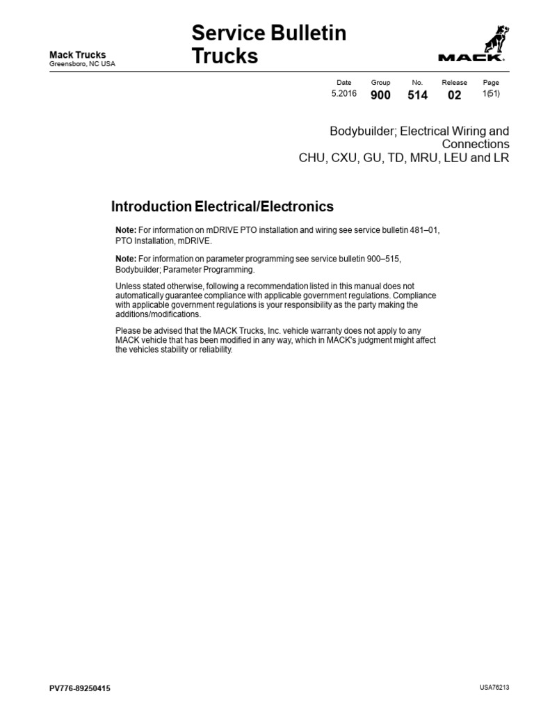 Mack Truck Bodybuilder Wiring Guide | PDF | Science & Mathematics ...