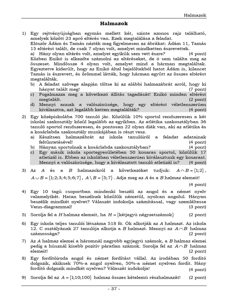 Halmazok FL | PDF