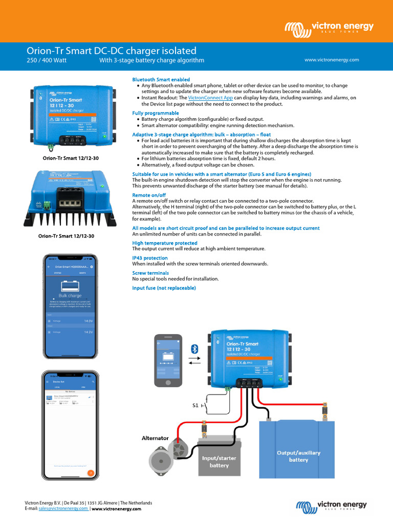Datasheet Orion TR Smart DC DC Chargers Isolated 250 400W en | PDF
