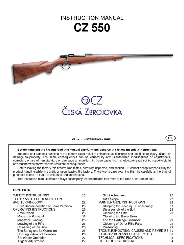 CZ 550 | PDF | Trigger (Firearms) | Magazine (Firearms)