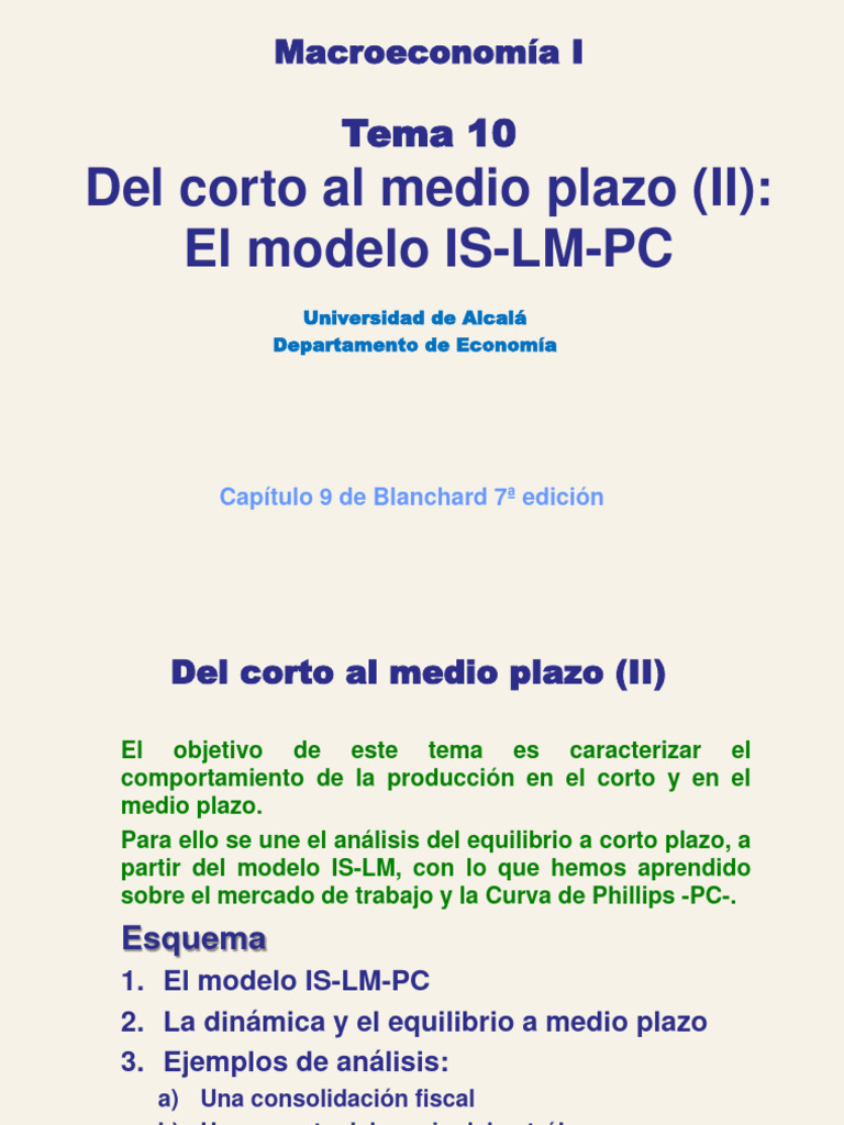 Modelo IS-LM-PC y su Dinámica | PDF | Inflación | Curva de Phillips