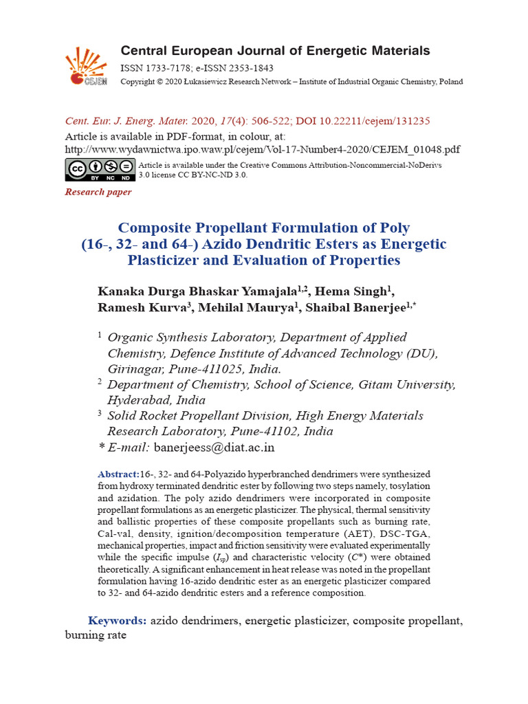 Composite Propellant Formulation of | PDF | Rocket Propellant | Differential Scanning Calorimetry