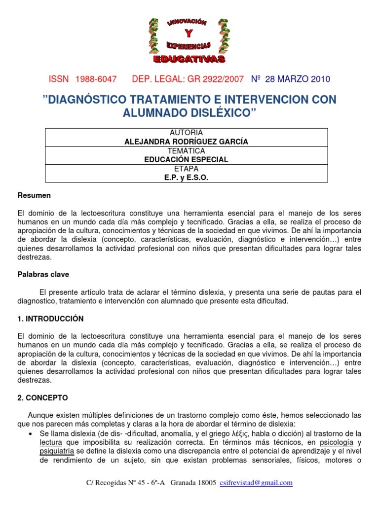 Intervención Con Alumnado Dislexico | PDF | Hemisferio cerebral ...
