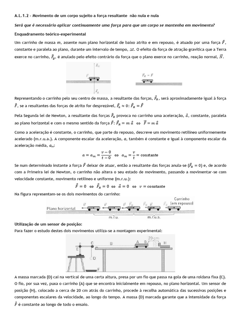 AL1.2 - Movimento de Um Corpo Sujeito A Força Resultante Não Nula e ...