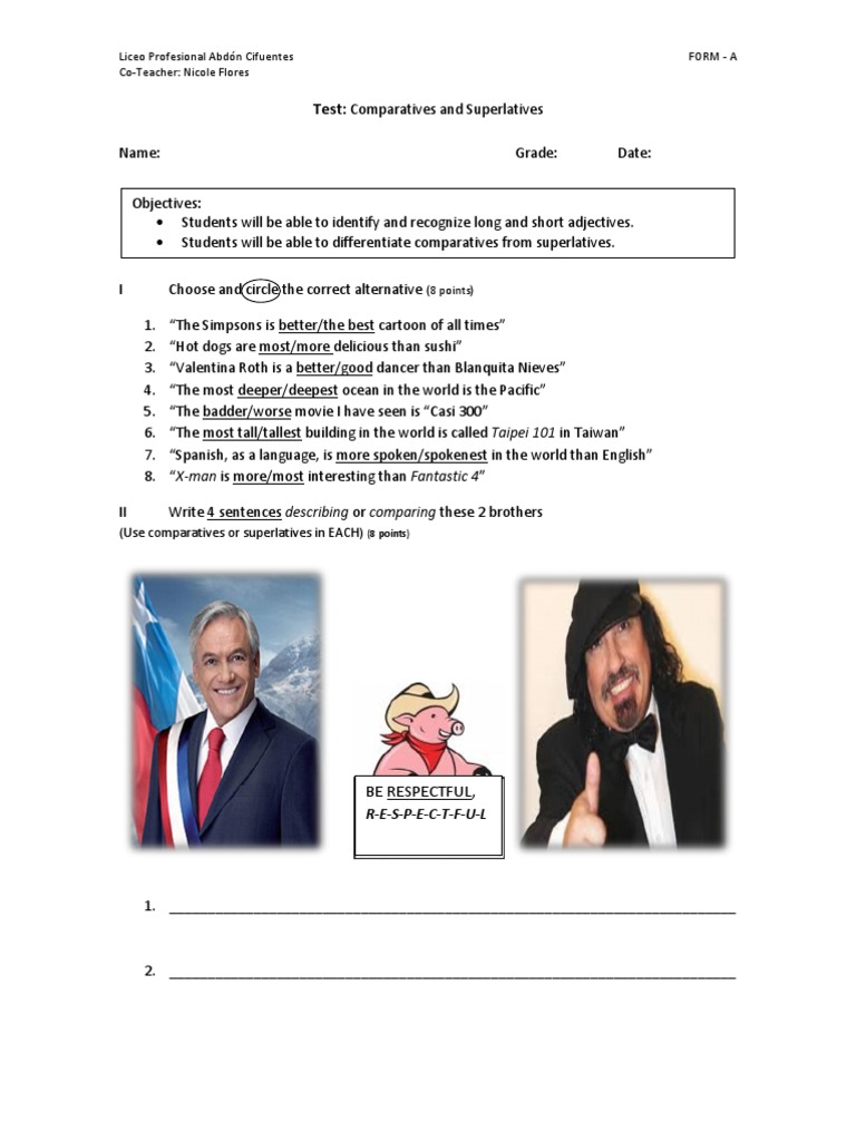 Test-Comp&Super FORM A | PDF | Grammar | Linguistics