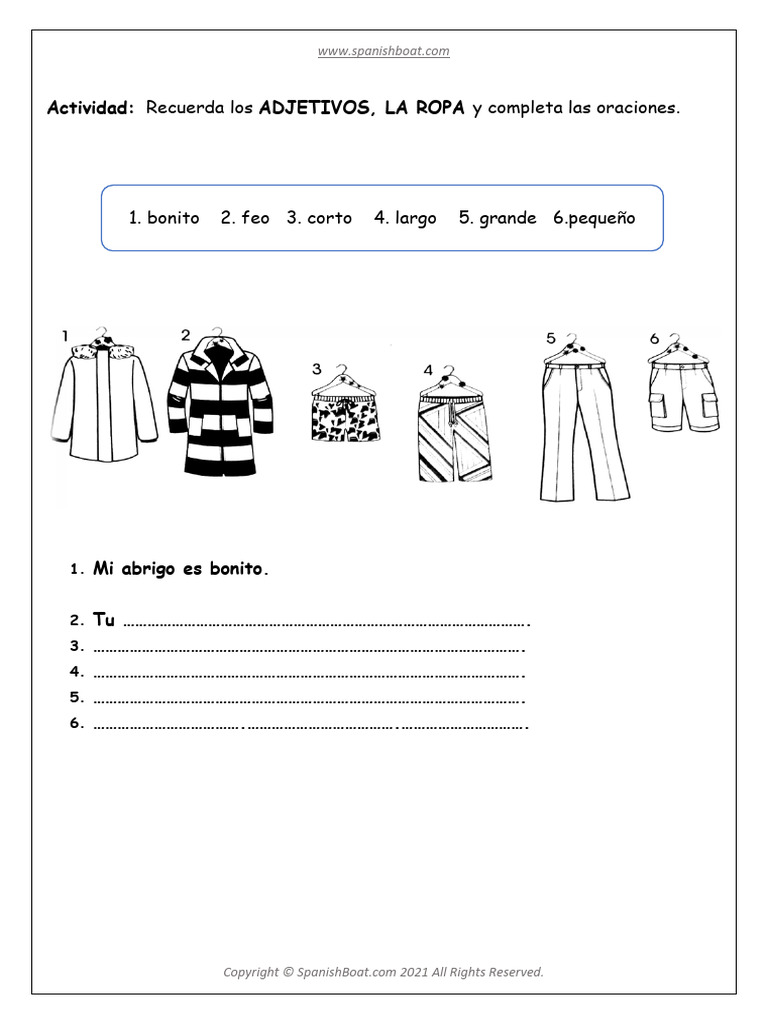 Clothing La Ropa Spanish Espanol | PDF