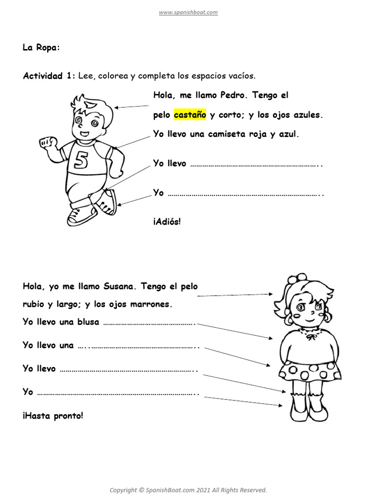 La Ropa Clothes Espanol Spanish Worksheet 1 | PDF | Estudios de idiomas ...