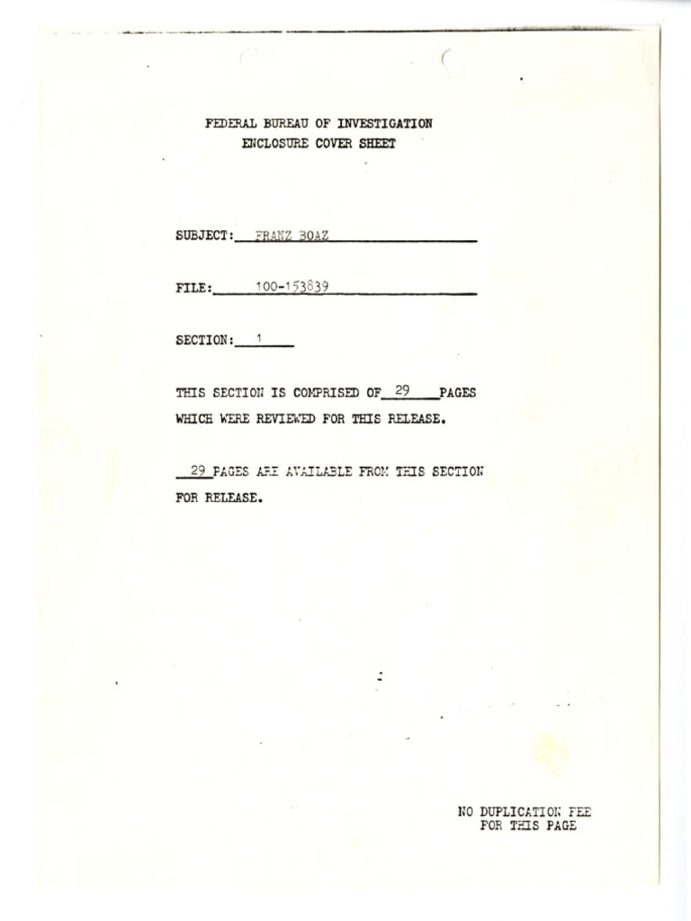 Franz Boas FBI File | PDF