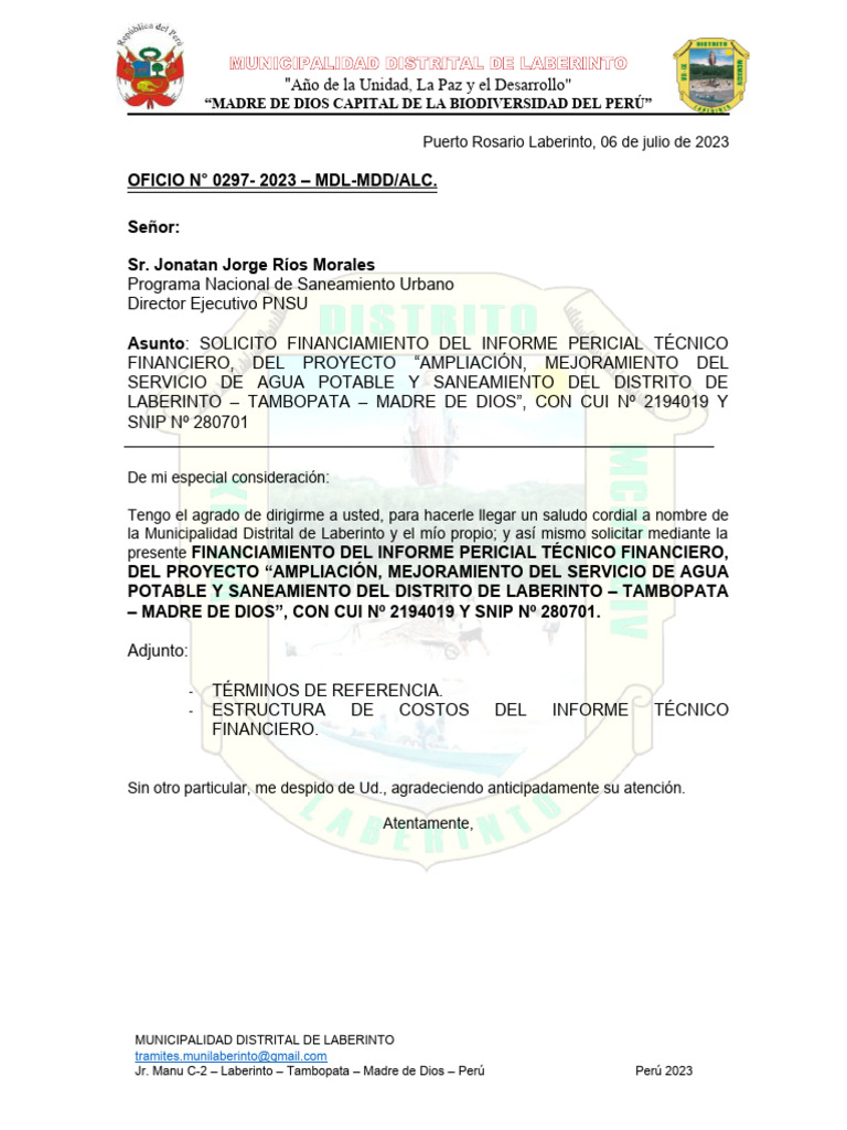 Oficio Peritaje 297 | PDF