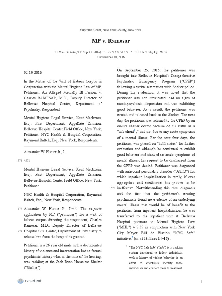 MP v. Ramesar | PDF | Mental Health | Justice