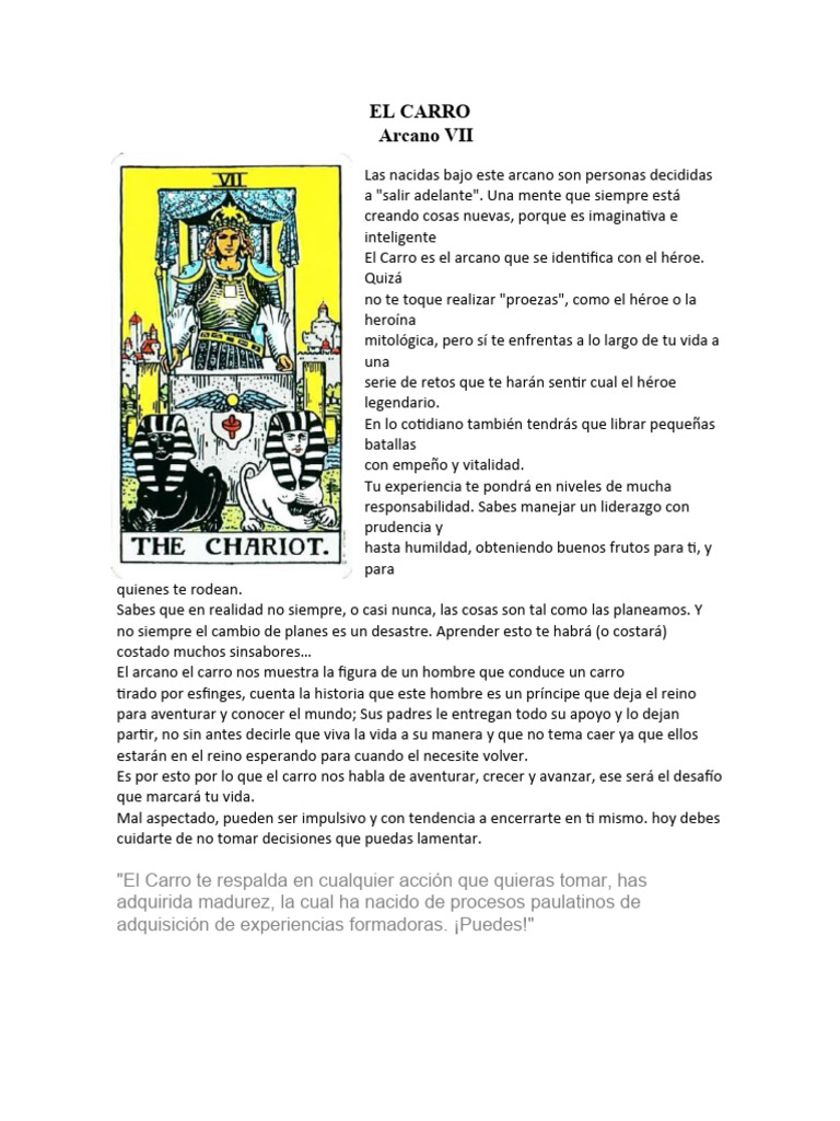 Significado del Arcano VII: El Carro | PDF