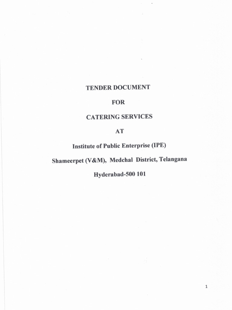 Tender Document For Catering Services 2022 09152022 | PDF