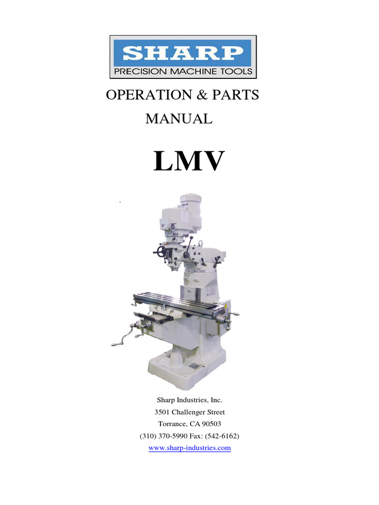 LMV Milling Machine Operation Manual | PDF | Gear | Belt (Mechanical)
