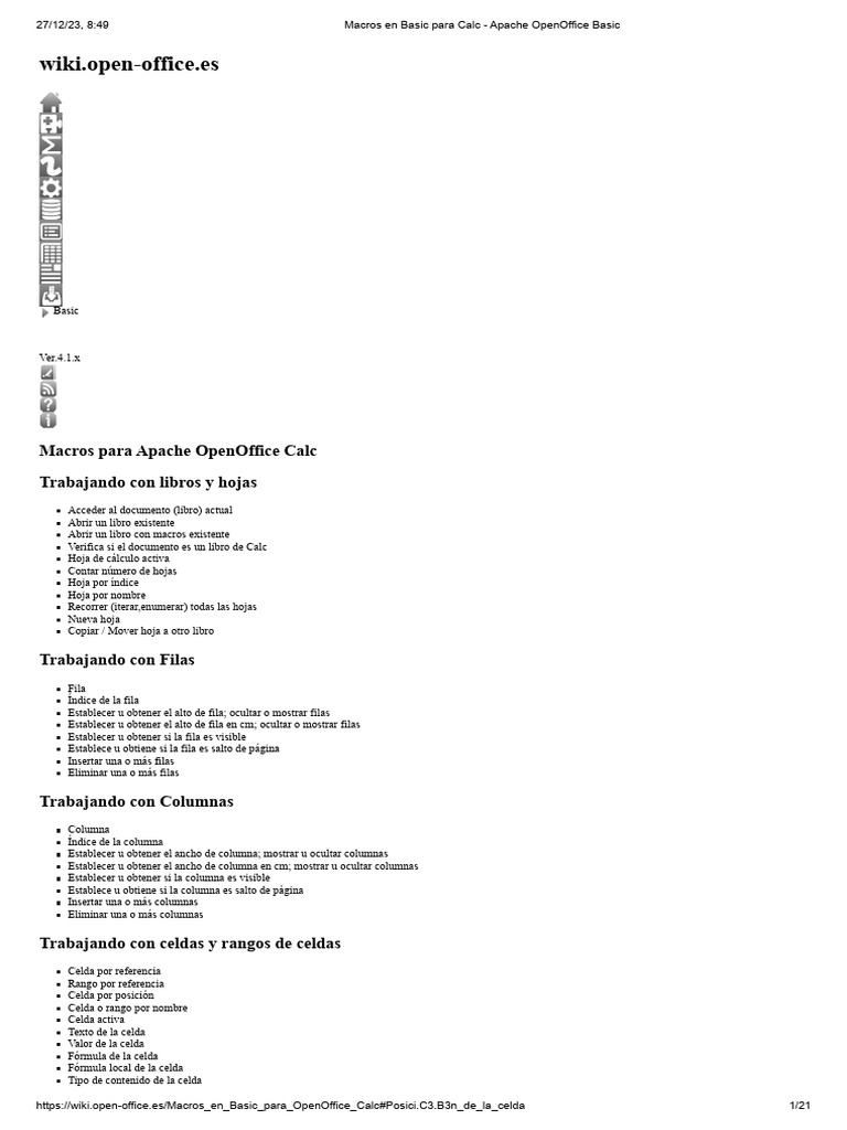 Macros en Basic para Calc - Apache OpenOffice Basic | PDF | Software | Ingeniería de software