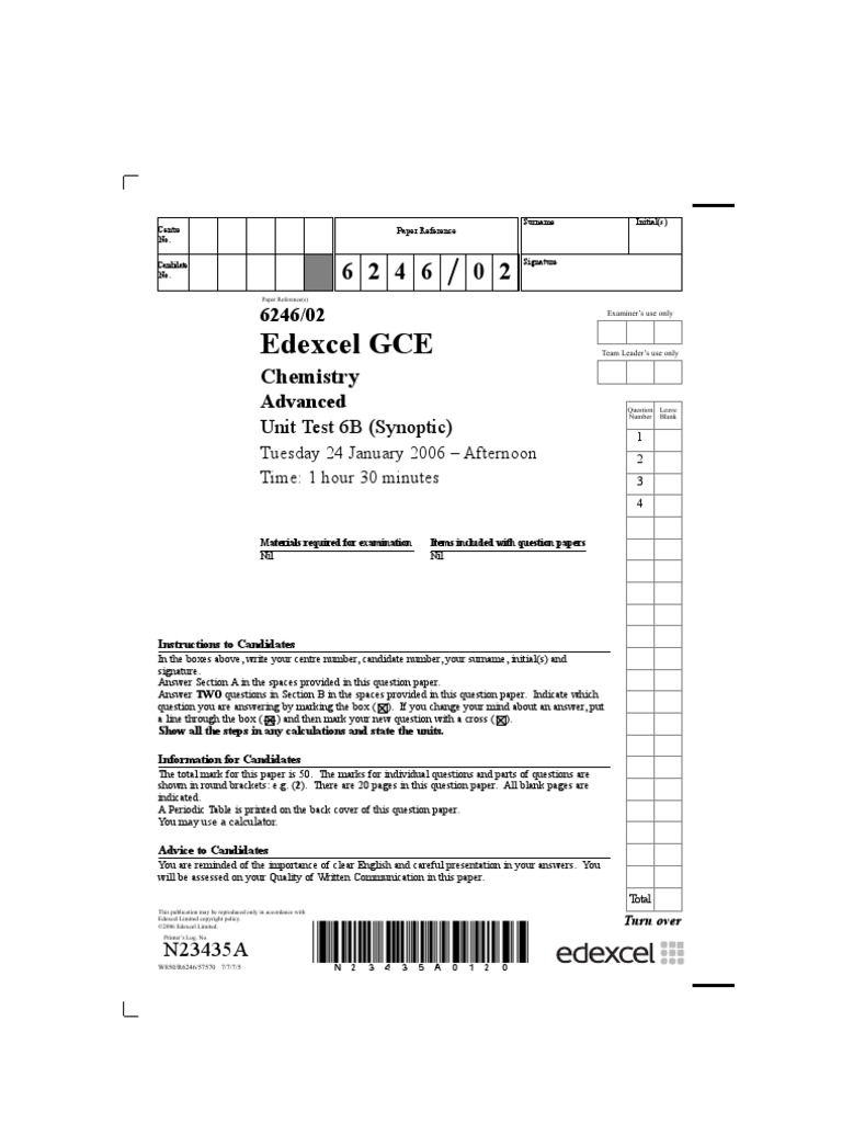 Chem U6 Bjan 2006 | PDF | Chlorine | Hydrogen