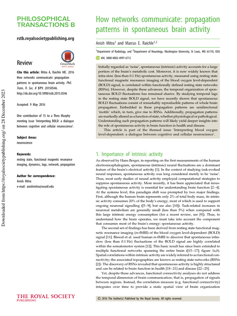 Mitra Et Al 2016 How Networks Communicate Propagation Patterns in ...
