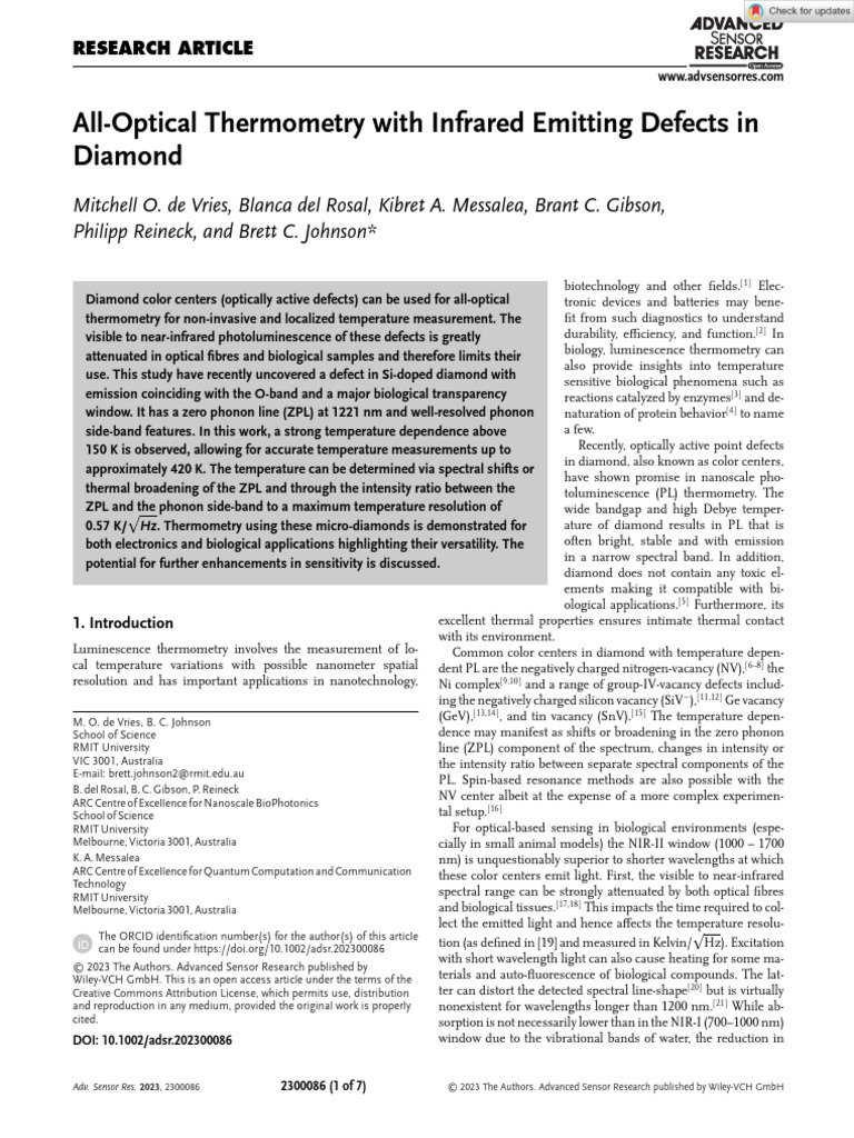 Reineck, Gibson - All-Optical Thermometry With Infrared Emitting ...