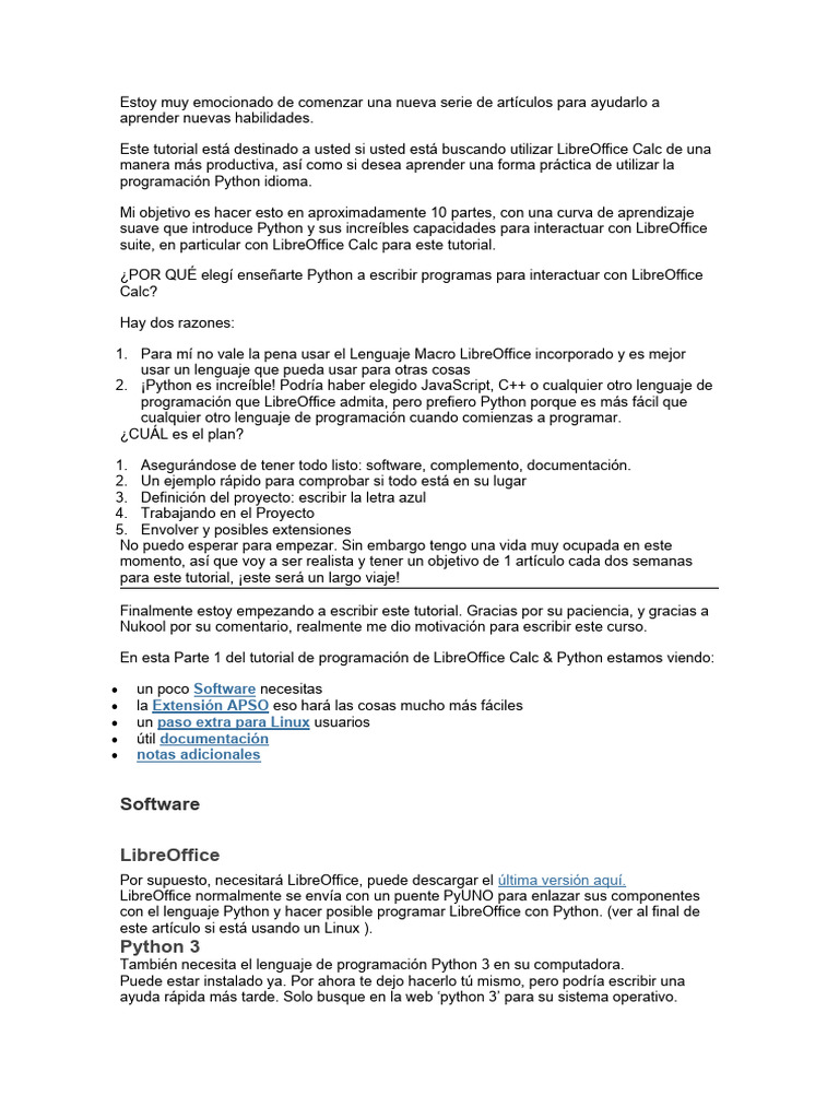 Libreoffice Calc&Python Programar | PDF