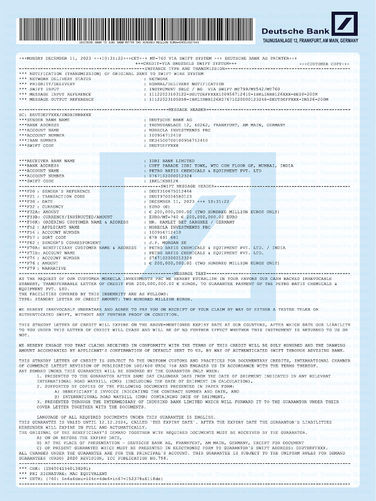 MT799 Deut310674980025 | PDF