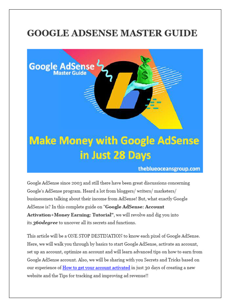 Google AdSense Mastery Guide | PDF | Search Engine Optimization | Marketing