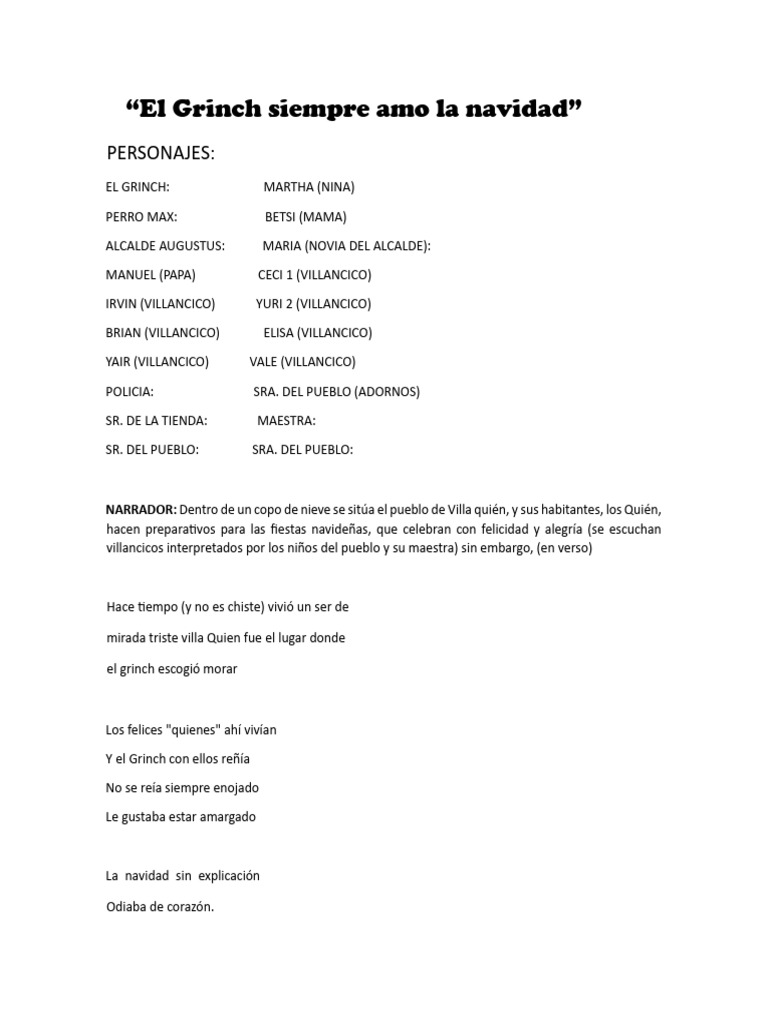 El GRINCH | PDF | Navidad | Villancicos