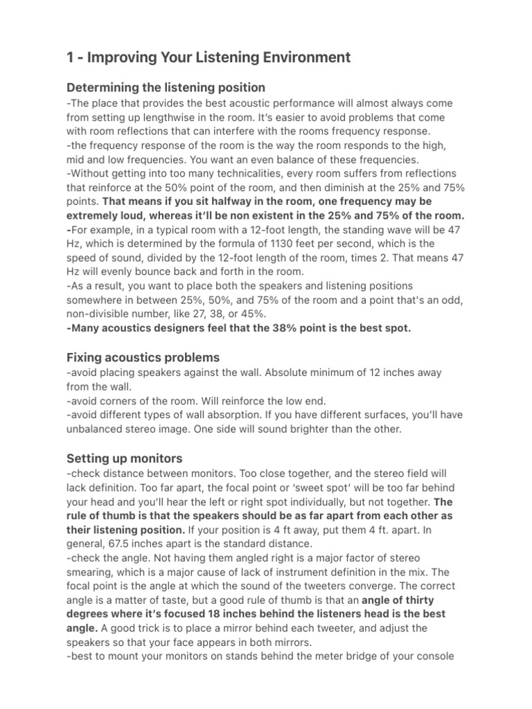 Optimize Your Listening Environment Setup | PDF | Loudspeaker | Sound